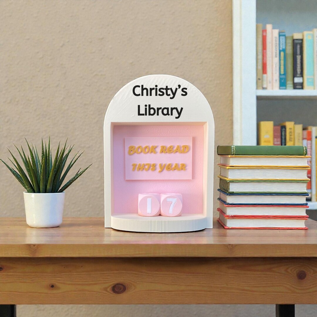 Personalized 3D Printed Book Counter With Custom Name Arch Desk Decor ...