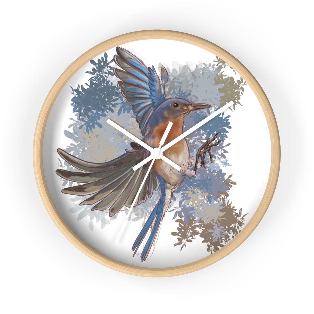 Blue Bird Wall Clock | Flying Songbird, Nature Decor - Etsy