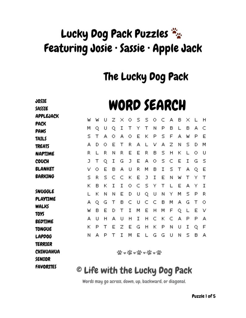 Dog Activity Bundle Printable, Kids Dog Coloring Pages & Word Search ...