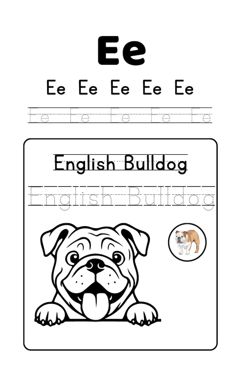 Dog Alphabet Coloring Pages Printable, A-Z ABC Tracing & Coloring Book ...