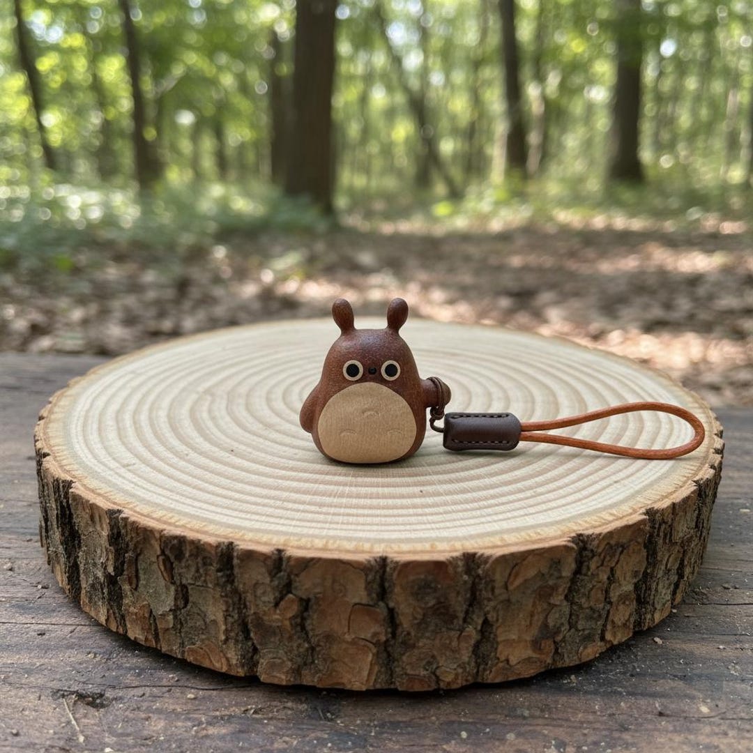 Hand-carved Wood Keychain, Woodland Spirit Charm, Stocking Stuffer ...