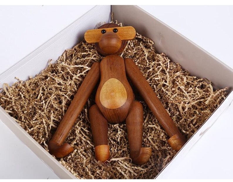 Wooden Monkey Figurine, Danish Style Decor, Mid-century Modern, Jointed ...