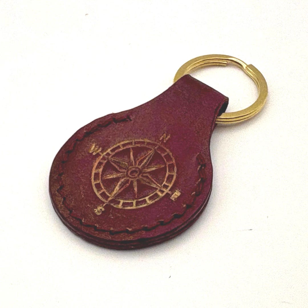 Compass Keychain in Leather - Etsy