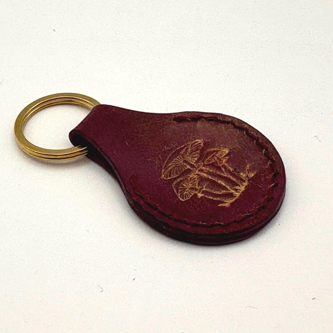 Mushrooms Keychain in Full Grain Leather - Etsy
