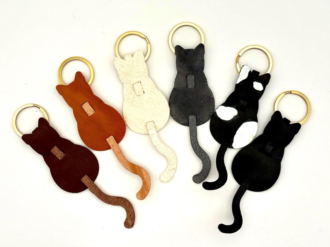 Leather Cat Keychain - Etsy