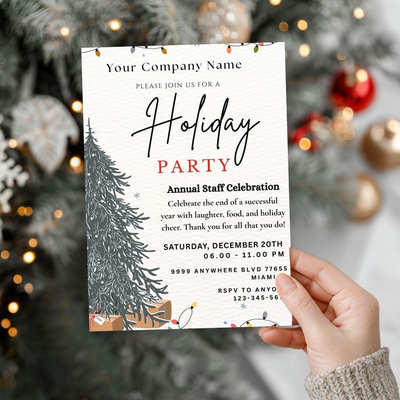 Holiday Party Invitation, Work Christmas Invite, Staff Celebration ...