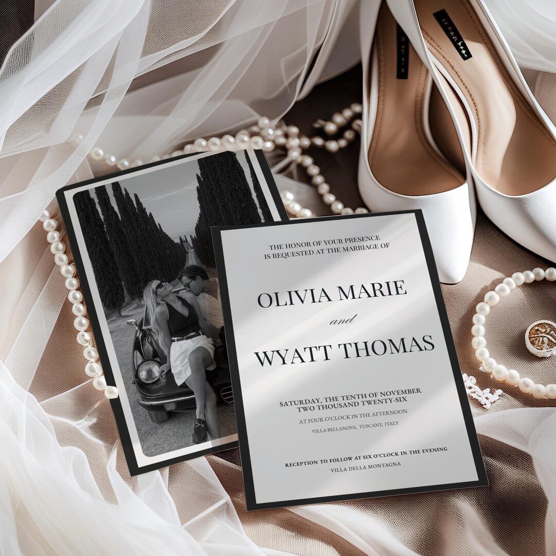 Classic Old Money Invitation Suite Template, Black & White Elegant ...