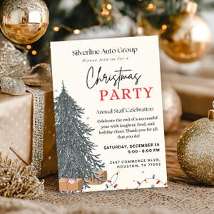 Editable Company Christmas Invitation, Staff Holiday Invite, Corporate ...