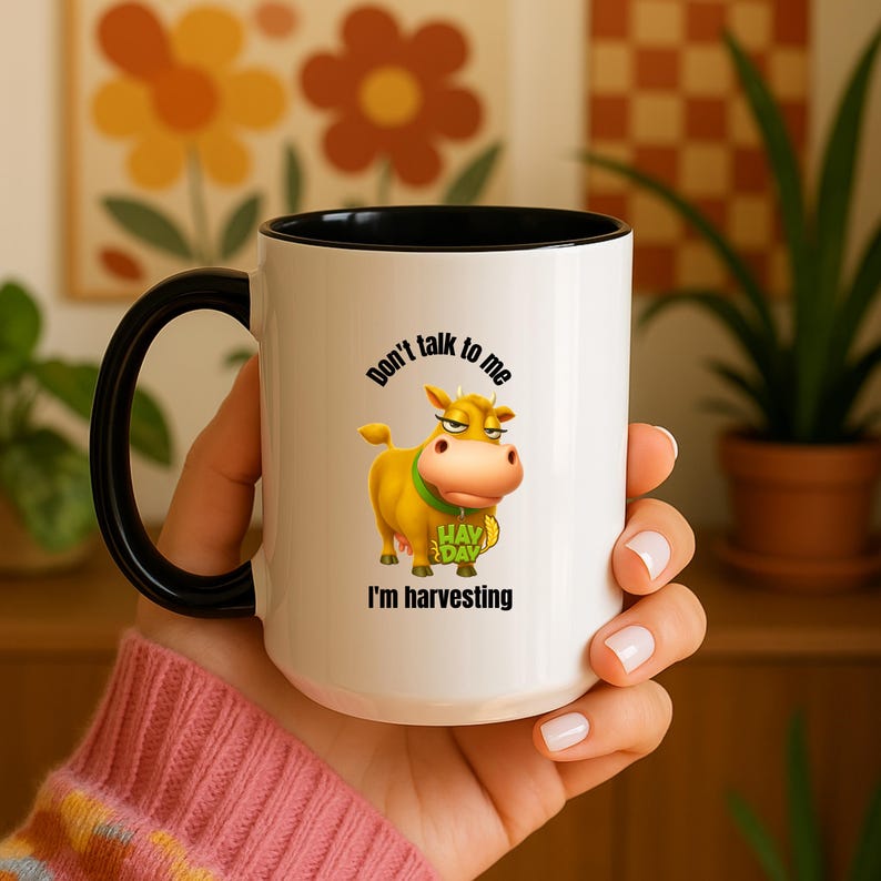 Funny Hay Day Mug, Grumpy Cow Gamer Gift - Etsy