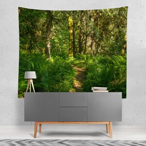 Fern Trail, Lush Forest Wall Tapestry, Oregon Woodland Scene, Outdoors ...