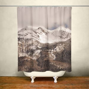 Ski Mountain Shower Curtain, Winter Bathroom, Gift for Skier, Mountains ...