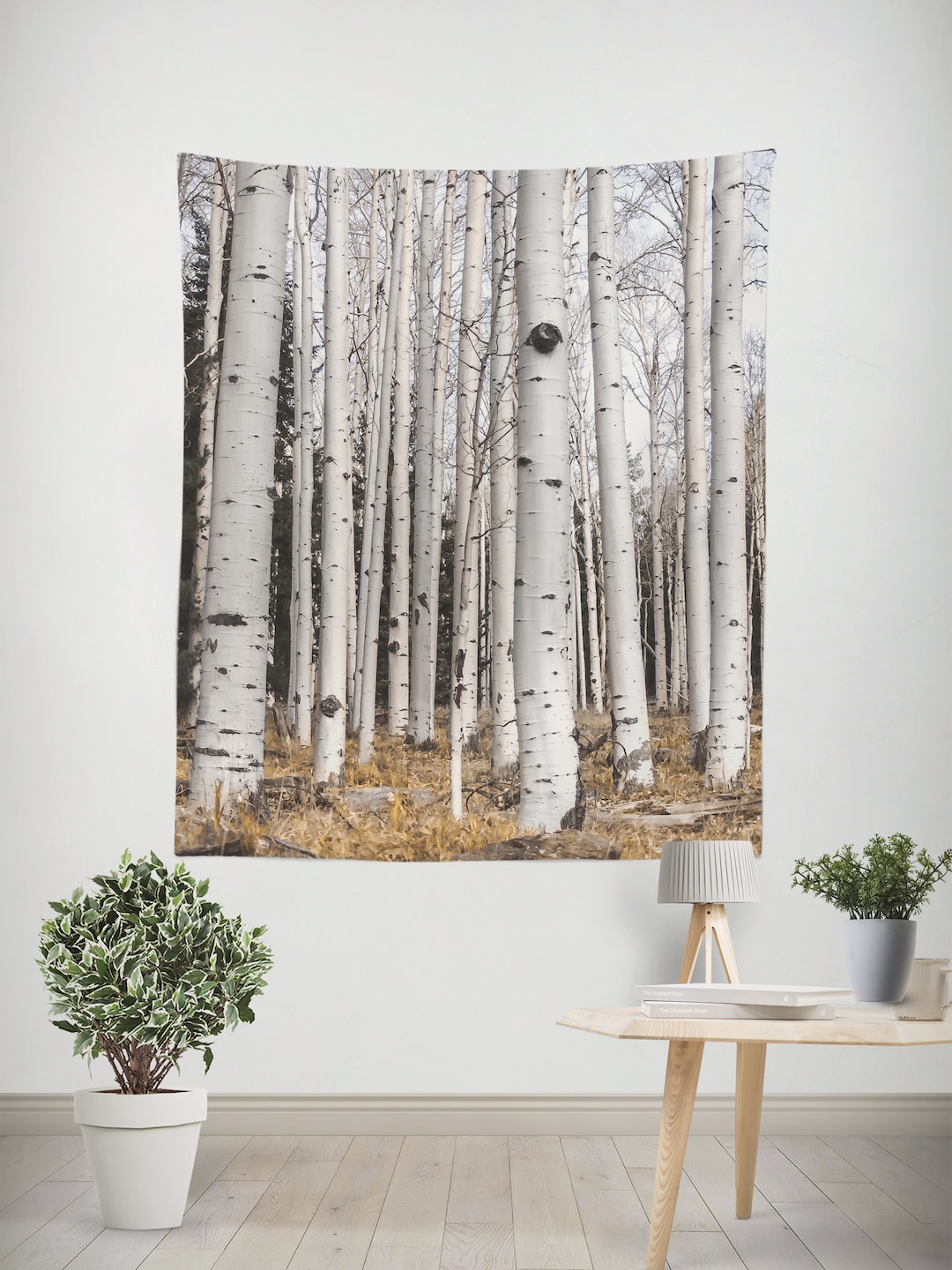 Tall Birch Trees Wall Tapestry, Forest Tapestry, Lodge Style, Cabin ...