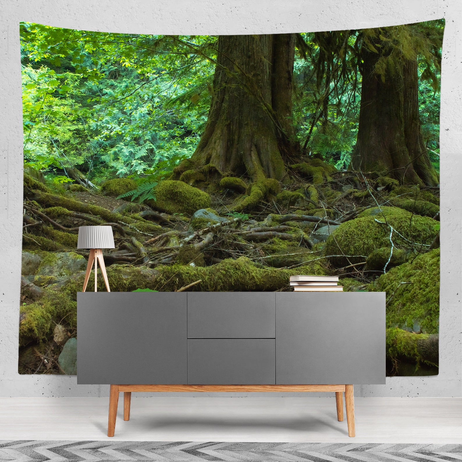 Oregon Rainforest Wall Tapestry Mossy Woodland Scene Tree | Etsy