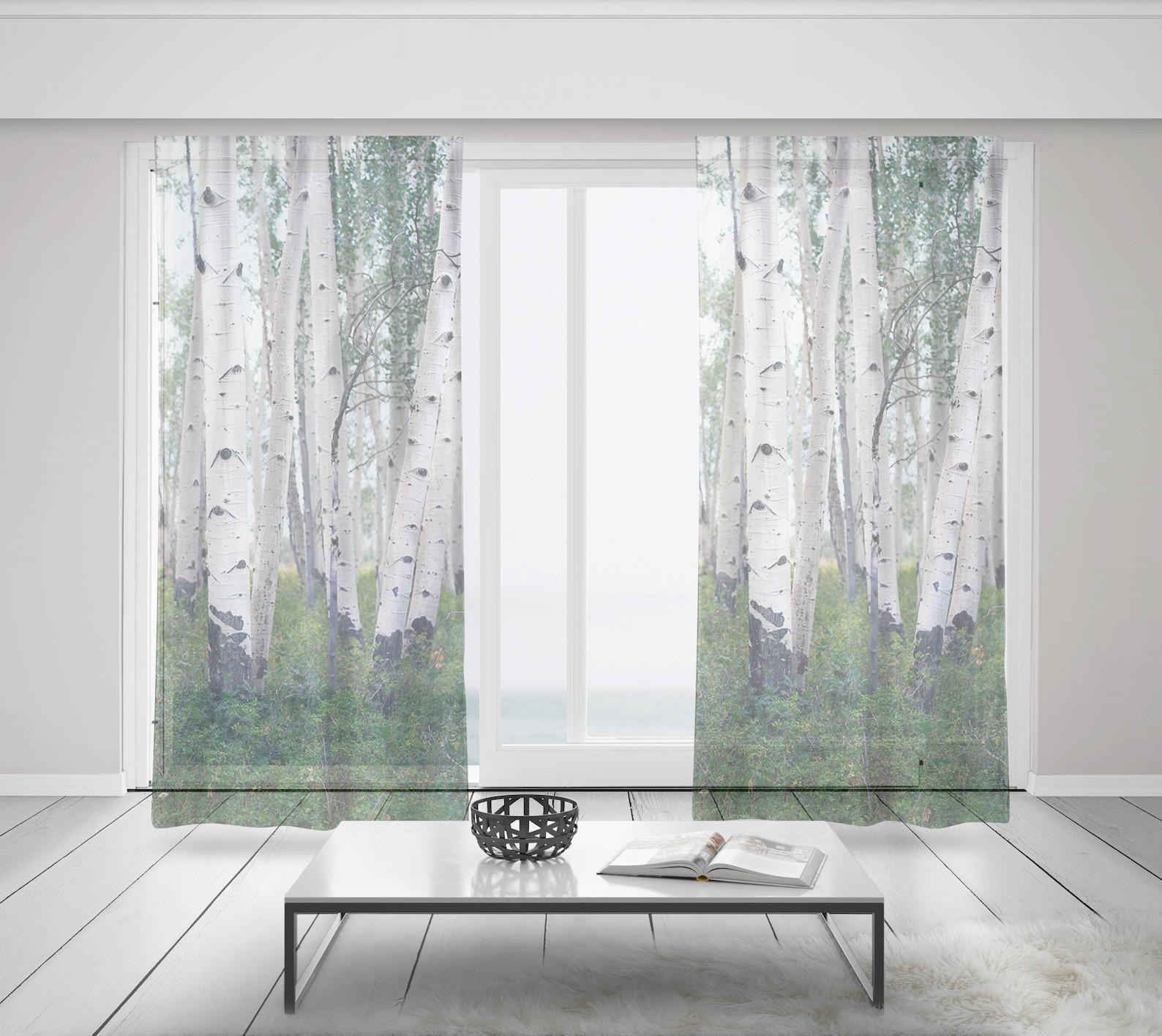 Lush White Birch Trees Window Curtains 50x84 Inches Nature | Etsy