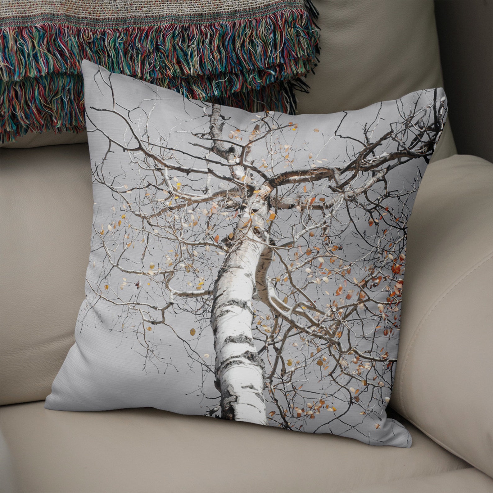 Set of 4 Aspen and Birch Tree Pillows Covers Cozy Living Room - Etsy