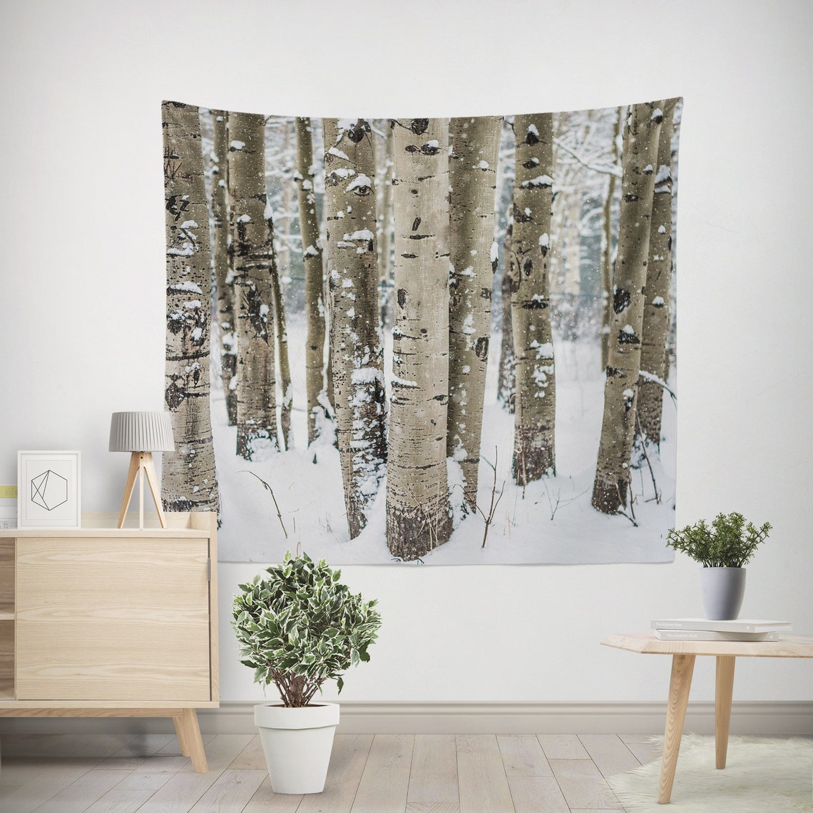 Snowy Winter Birch Forest Tapestry Christmas Decor Colorado | Etsy