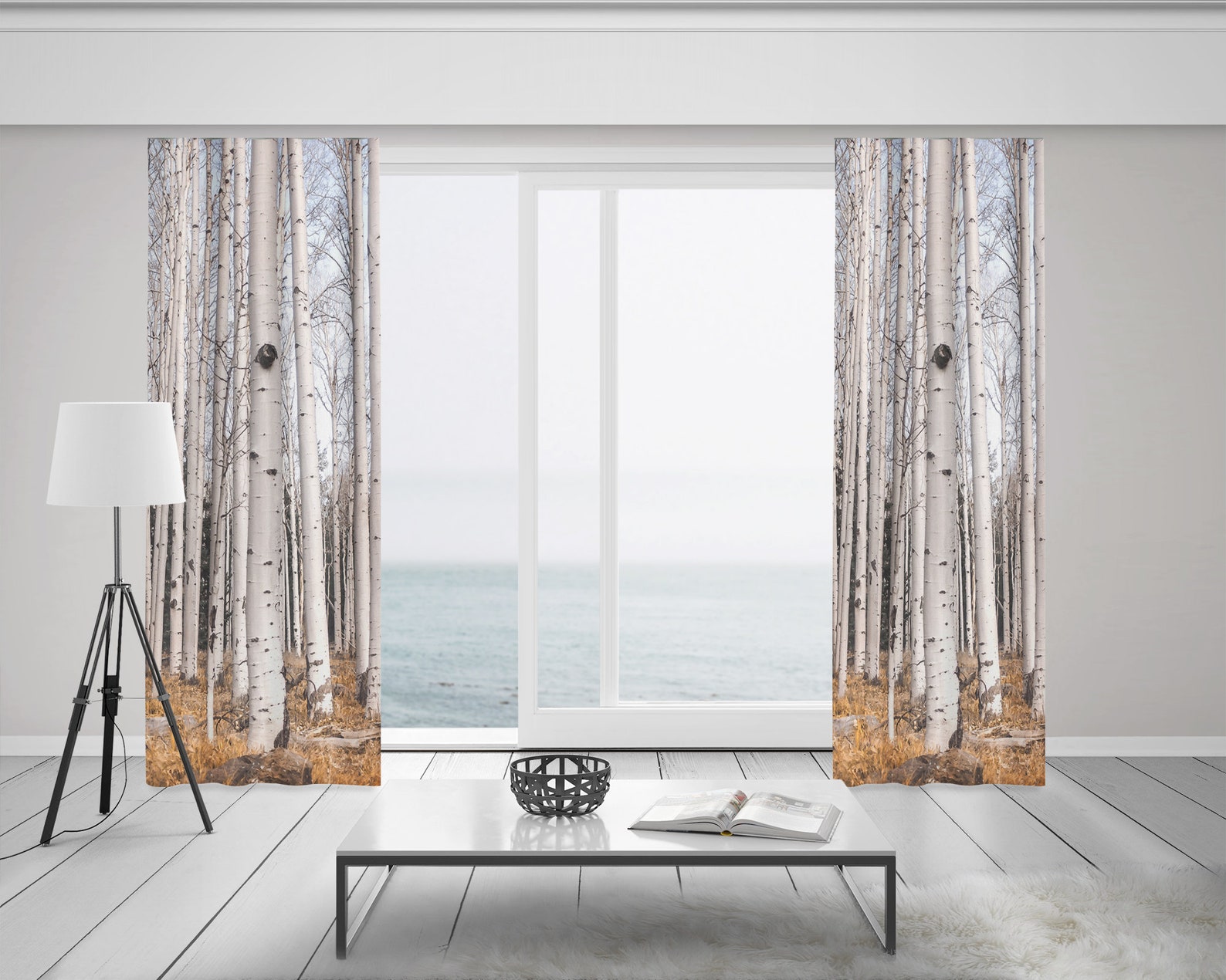 Nature Therapy Birch Forest Window Curtains, 50x84 Inch Semi ...