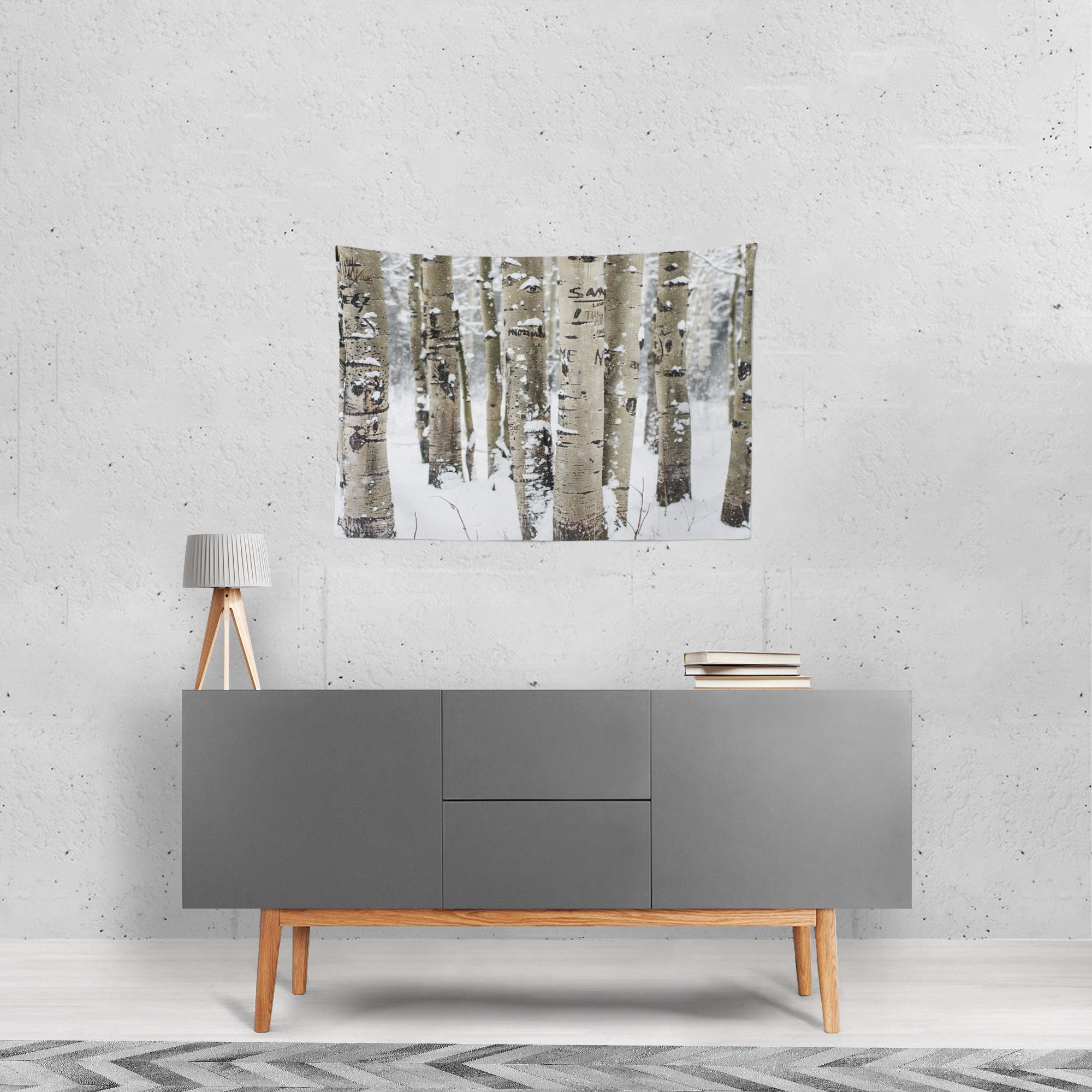 Snowy Winter Birch Forest Tapestry Christmas Decor Colorado | Etsy