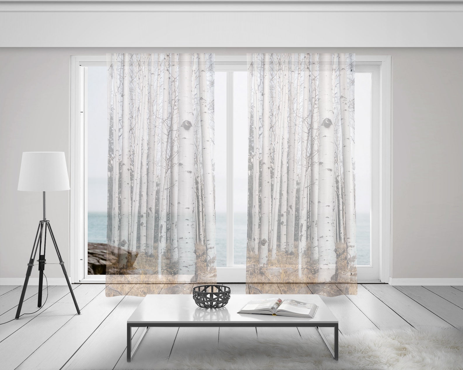 Nature Therapy Birch Forest Window Curtains, 50x84 Inch Semi ...