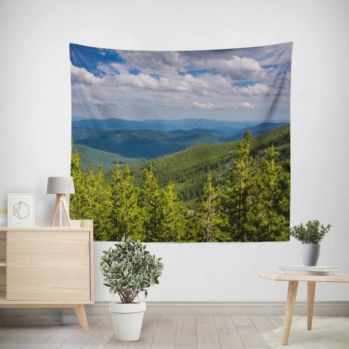 Green Forested Mountains Tapestry Scenic Mountain Range - Etsy