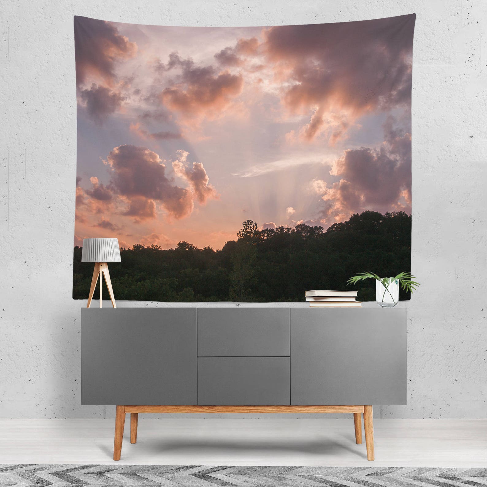 Sunset Wall Tapestry Epic Sky and Clouds Tapestry Rays of | Etsy