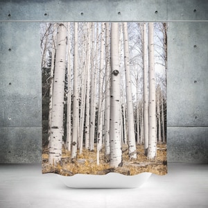 Birch Trees Shower Curtain, 71x74 Inch - Forest Bathroom, Lodge Theme ...