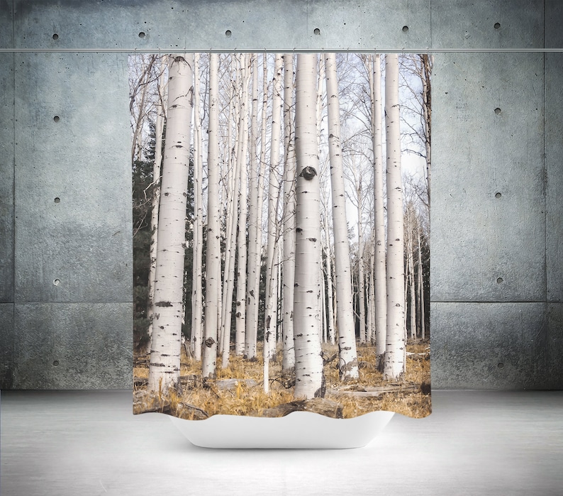 Birch Trees Shower Curtain 71x74 Inch Forest Bathroom - Etsy