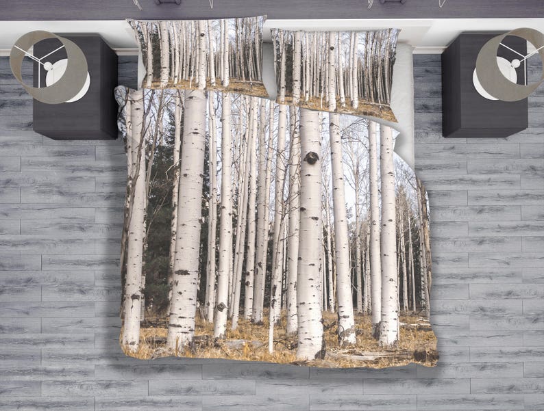 Birch Trees Duvet Cover Twin Queen Nature Bedding Forest - Etsy