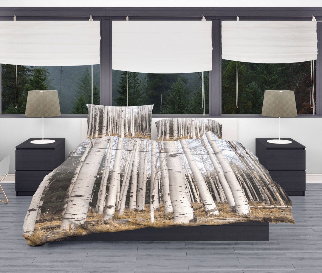 Birch Trees Duvet Cover, Twin, Queen Nature Bedding, Forest Bedroom ...
