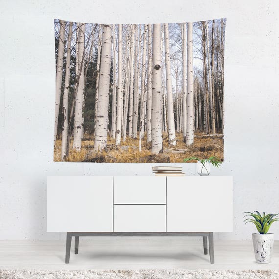 White Birch Trees Wall Tapestry Autumn Forest in the | Etsy