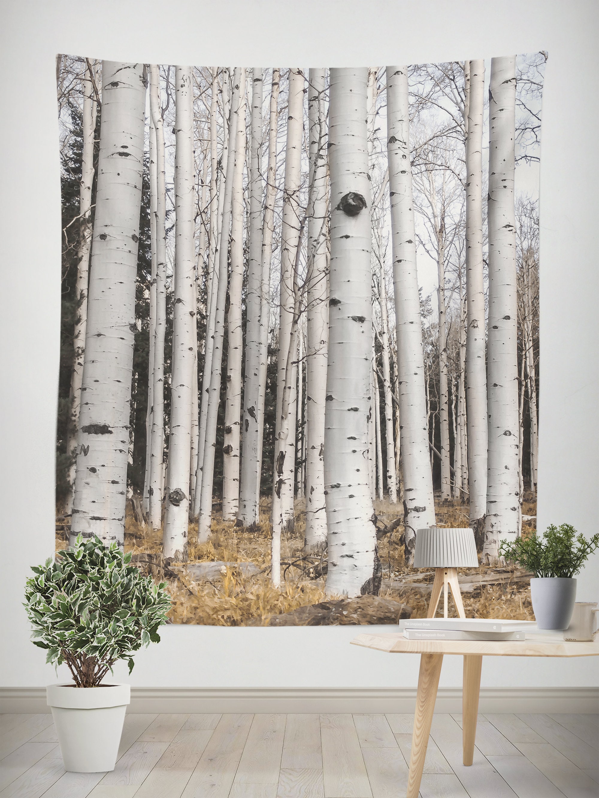 Tall Birch Trees Wall Tapestry Forest Tapestry Lodge Style | Etsy