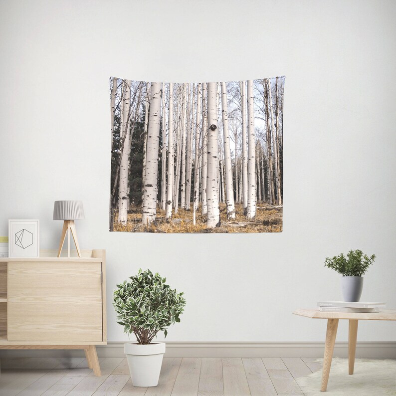 White Birch Trees Wall Tapestry Autumn Forest in the | Etsy