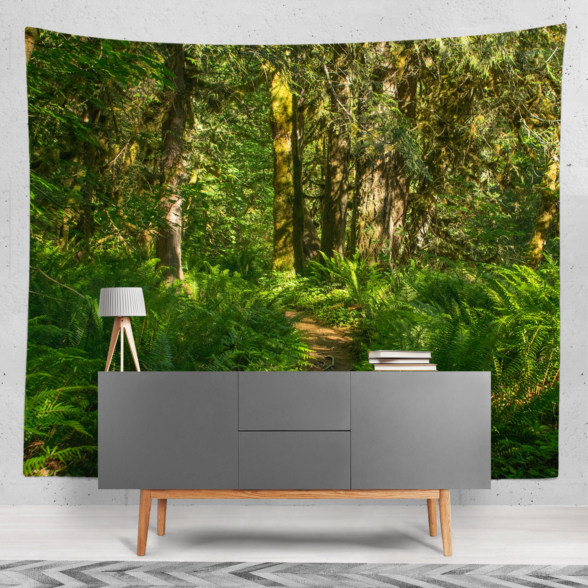 Fern Trail Lush Forest Wall Tapestry Oregon Woodland Scene | Etsy