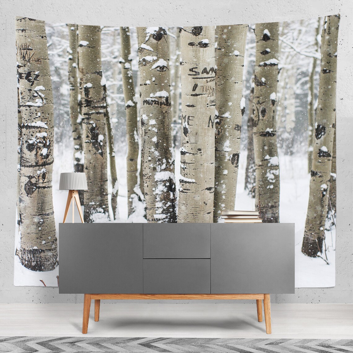 Snowy Winter Birch Forest Tapestry Christmas Decor Colorado | Etsy