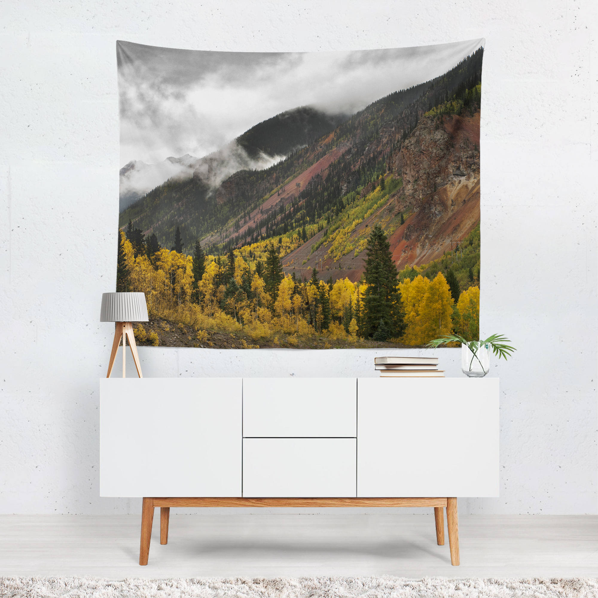 Painted Mountain Wall Tapestry Aspen Forest Scenic Tapestry | Etsy