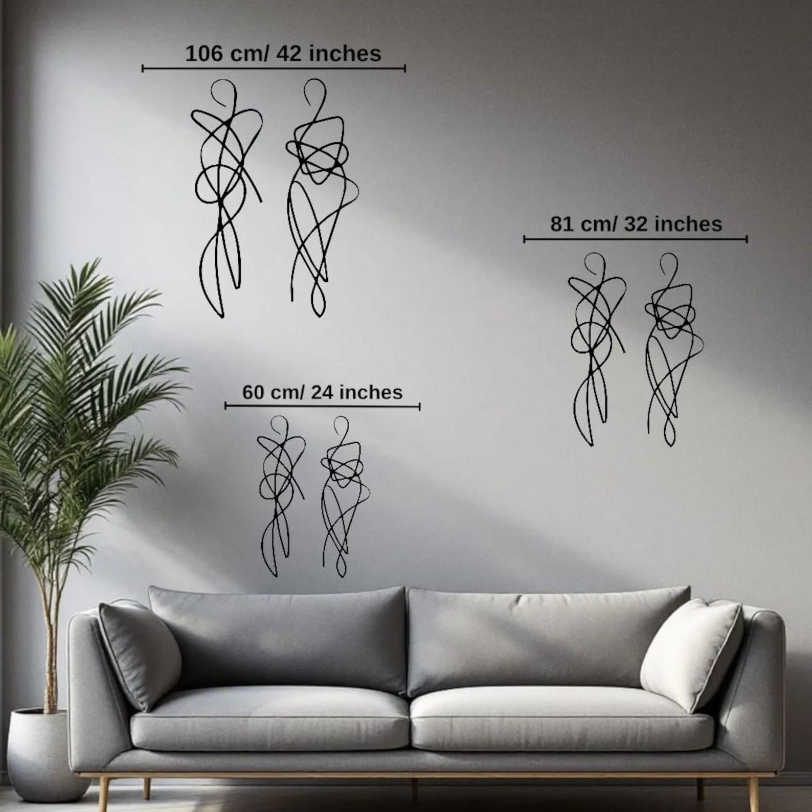 Minimalist Abstract Figure Metal Wall Decor, Modern Line Art Human ...