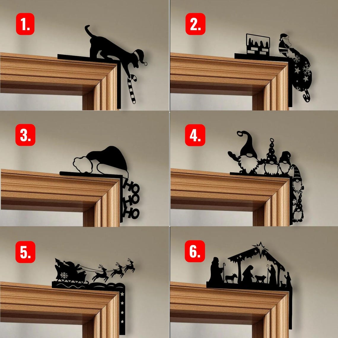 Santa’s Helpful Elves Metal Door Topper, Christmas Door Frame ...
