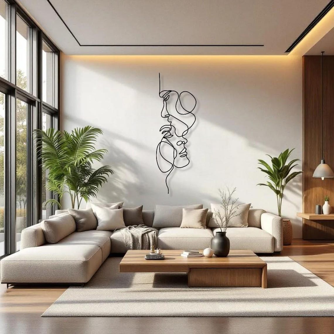 Abstract Face Line Art Metal Wall Art, Minimalist Portrait Sculpture ...