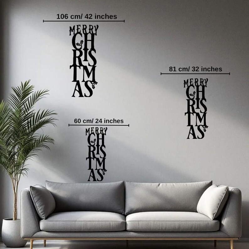 Merry Christmas Vertical Metal Sign – Laser-cut Holiday Wall Art With ...