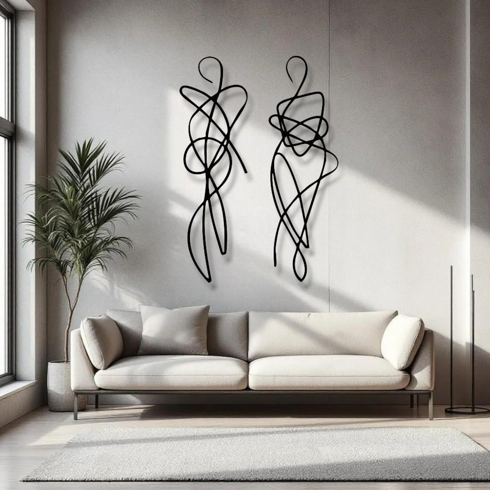 Minimalist Abstract Figure Metal Wall Decor, Modern Line Art Human ...