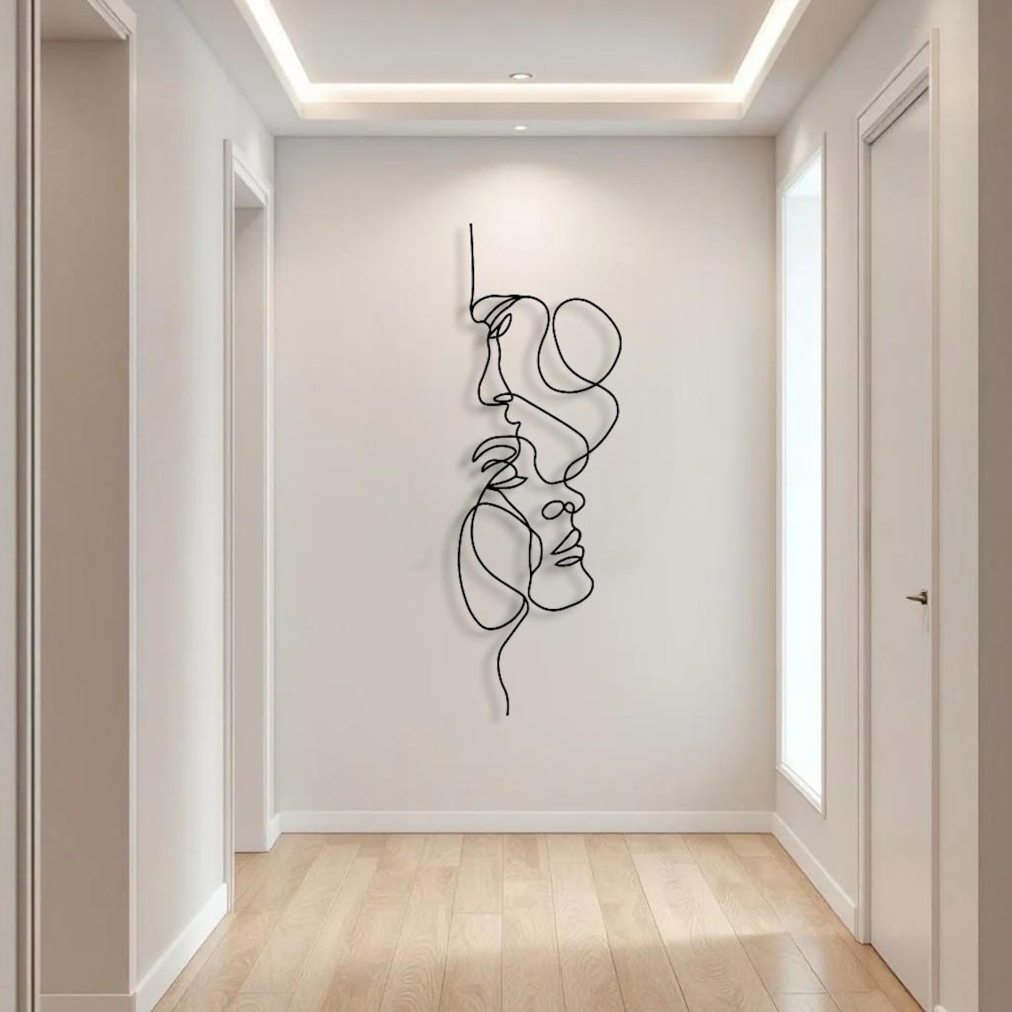 Abstract Face Line Art Metal Wall Art, Minimalist Portrait Sculpture ...
