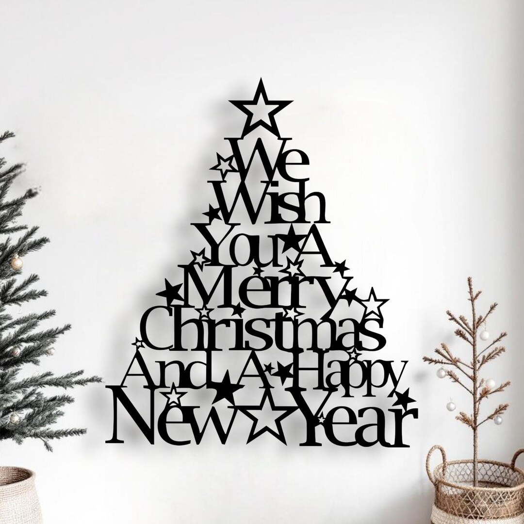 Merry Christmas Tree Metal Wall Decor, Rustic Christmas Wall Sign ...