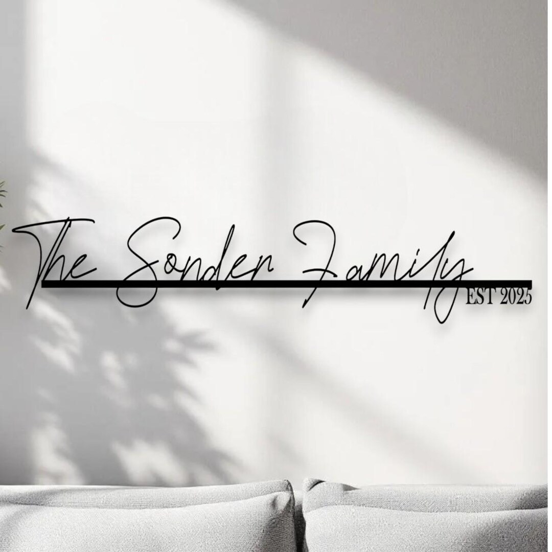 Personalized Family Name Metal Wall Art, Custom Text Surname Sign ...