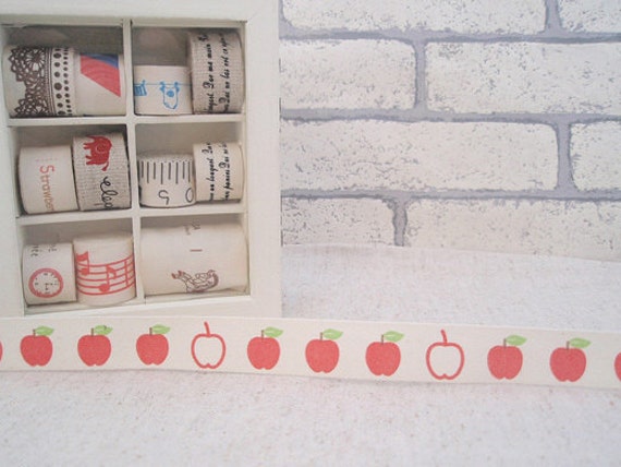 Items similar to Fabric Tape Label Cotton Apple 1.5 cm / 0.6 inch Width ...
