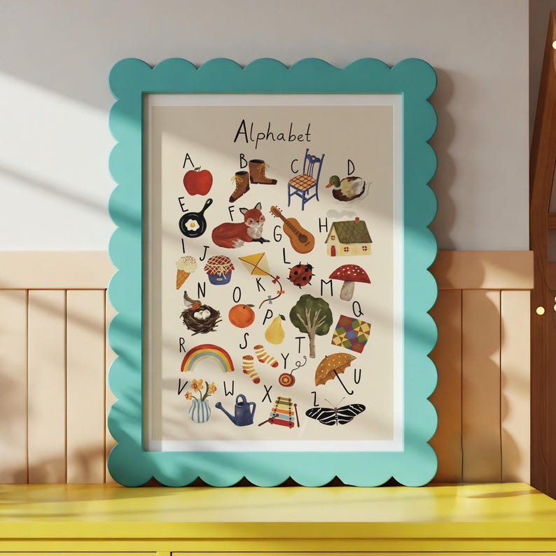 Storybook Alphabet Print, Whimsical Retro Wall Art for Nursery ...