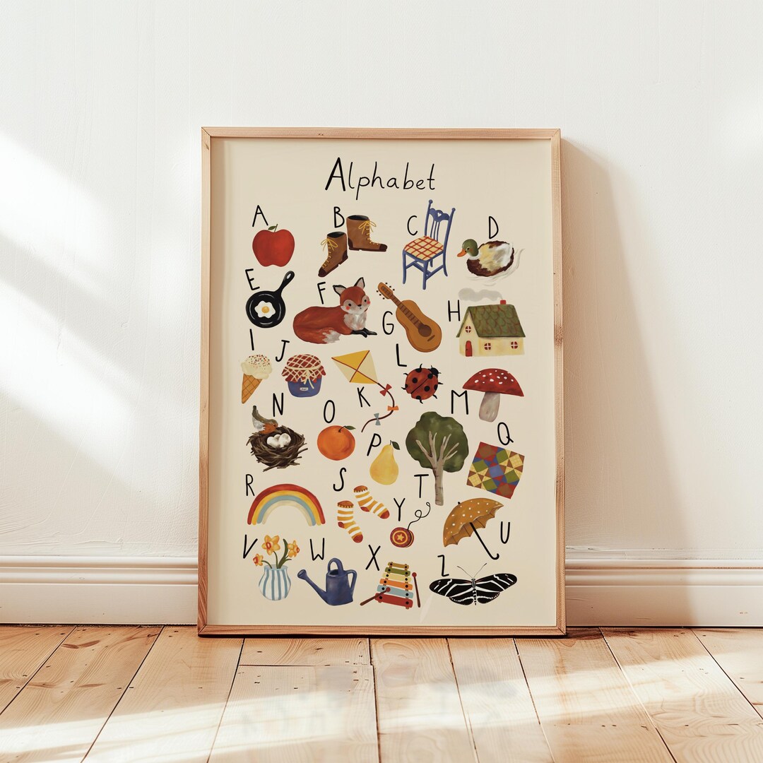 Storybook Alphabet Print, Whimsical Retro Wall Art for Nursery ...