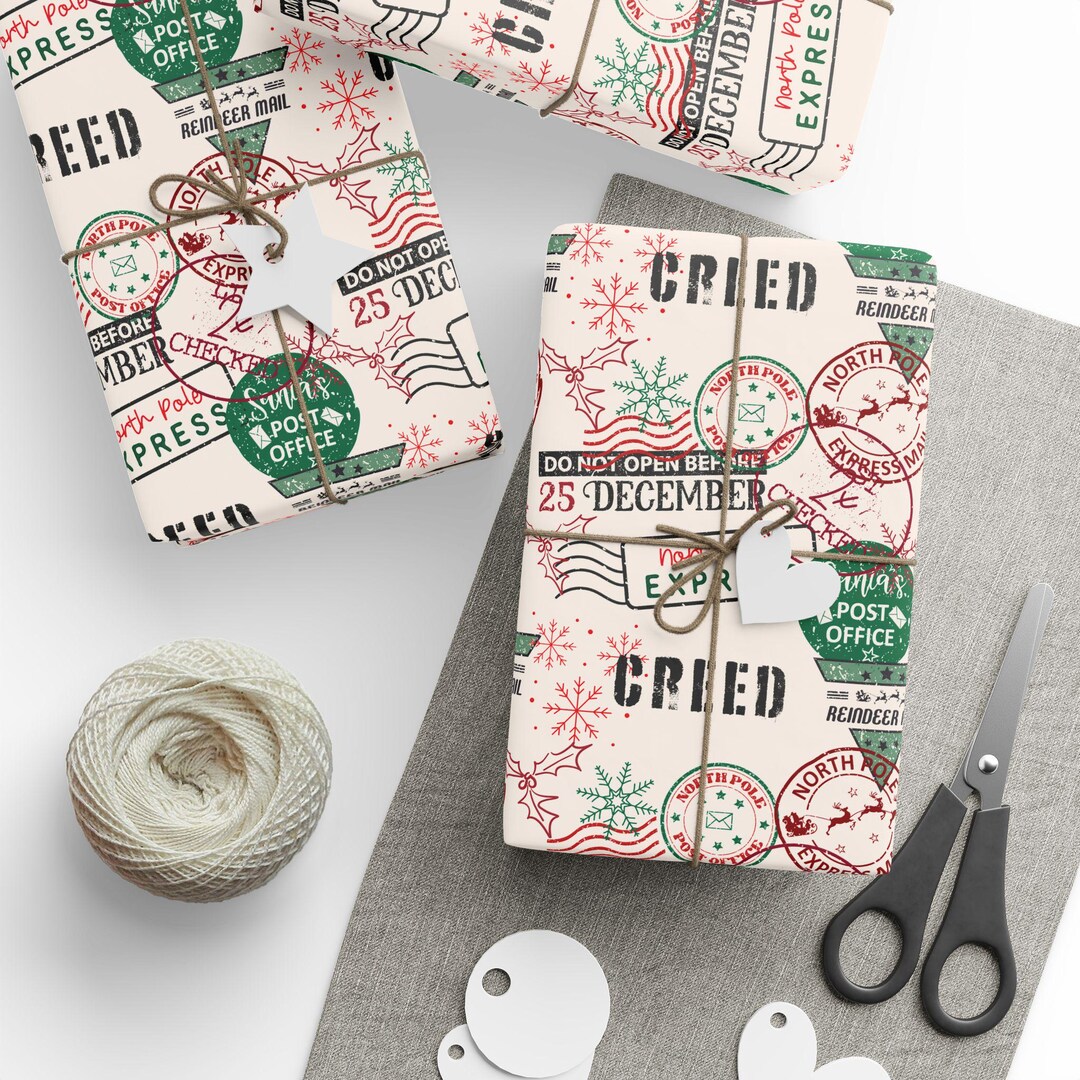 Personalized North Pole Express Wrapping Paper | Custom Name Santa Mail ...