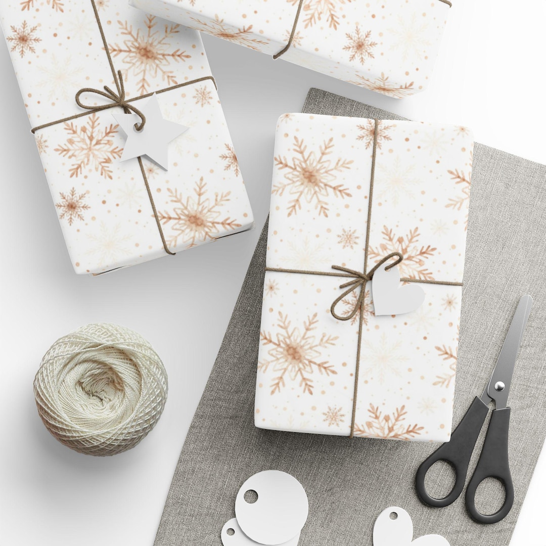 Gold Snowflake Wrapping Paper: Elegant Winter Gift Wrap - Etsy