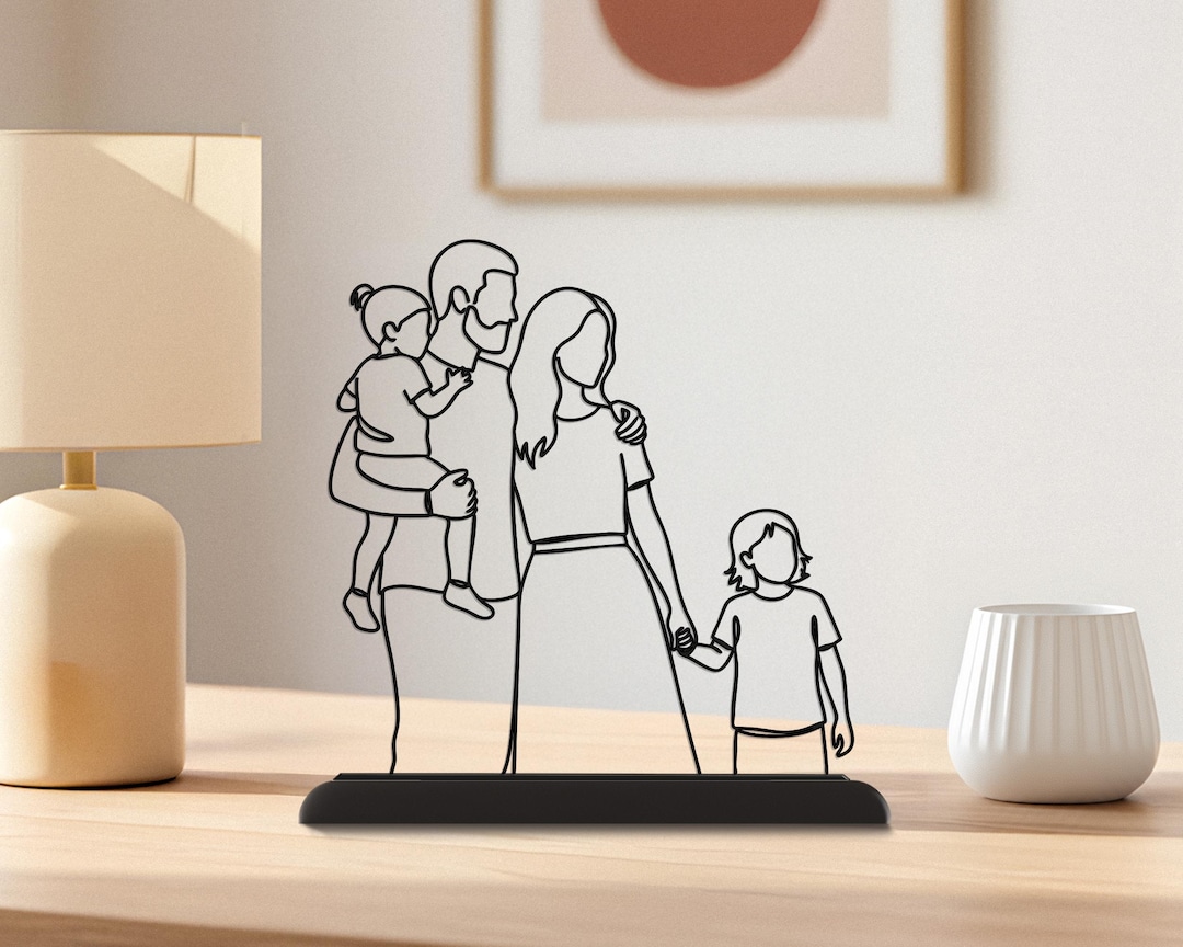 Custom 3D Printing, Line Art Portrait From Photo, Personalized Family ...