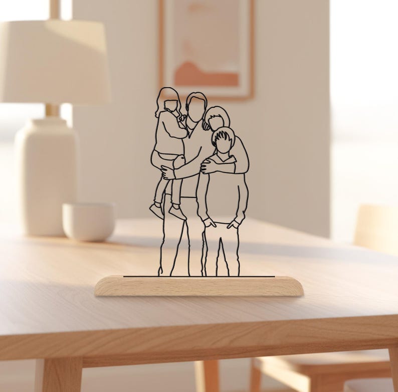 Custom 3D Printed Family Line Art, Portrait From Photo, Personalized ...